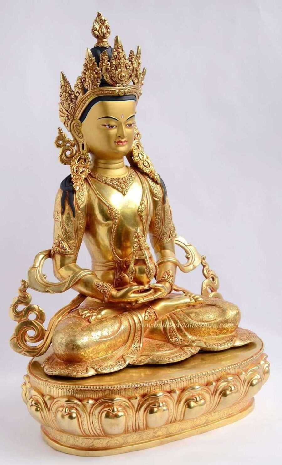 Handmade Amitayus Statue, 20" Fully Gilded, Long Life Deity