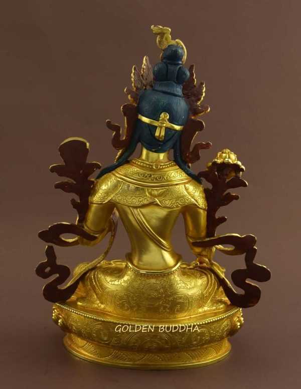 Beautiful Dolkar Statue 9", Fire Gilded 24K Gold Finish, Handmade