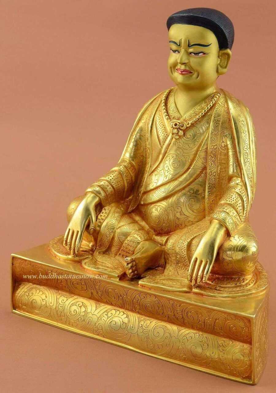 Guru Marpa Statue Fully Gold Gilded 7.75" (24k Gold)