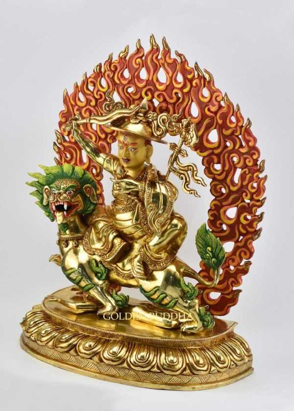 Masterpiece Dorje Shugden Statue, Fully Gold Gilded 15.5"
